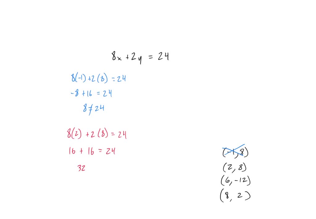 Which Of The Following Points x y Lies On The Graph Of 8x 2y 24