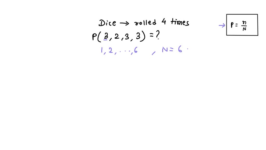 SOLVED: A fair dice is rolled four times. What is the probability of ...