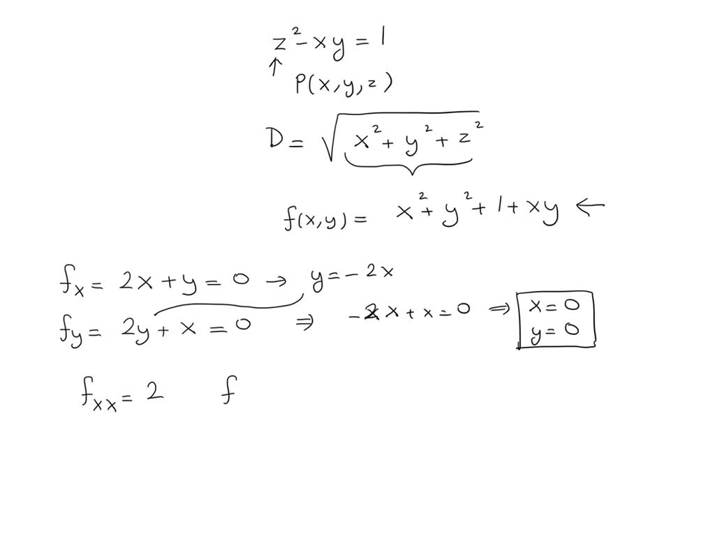 Find the points on the surface z^2 - xy = 1 nearest to the origin.
