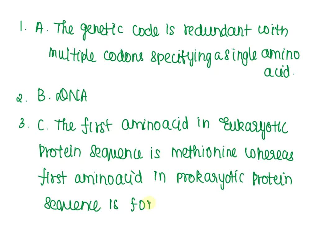 SOLVED: 1. 2. There are 61 codons in mRNA coding for particular amino ...