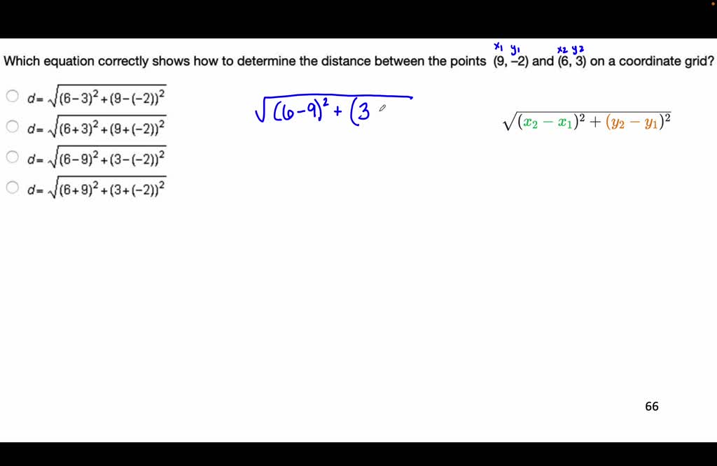 SOLVED: 'Which equation correctly shows how to determine the distance ...