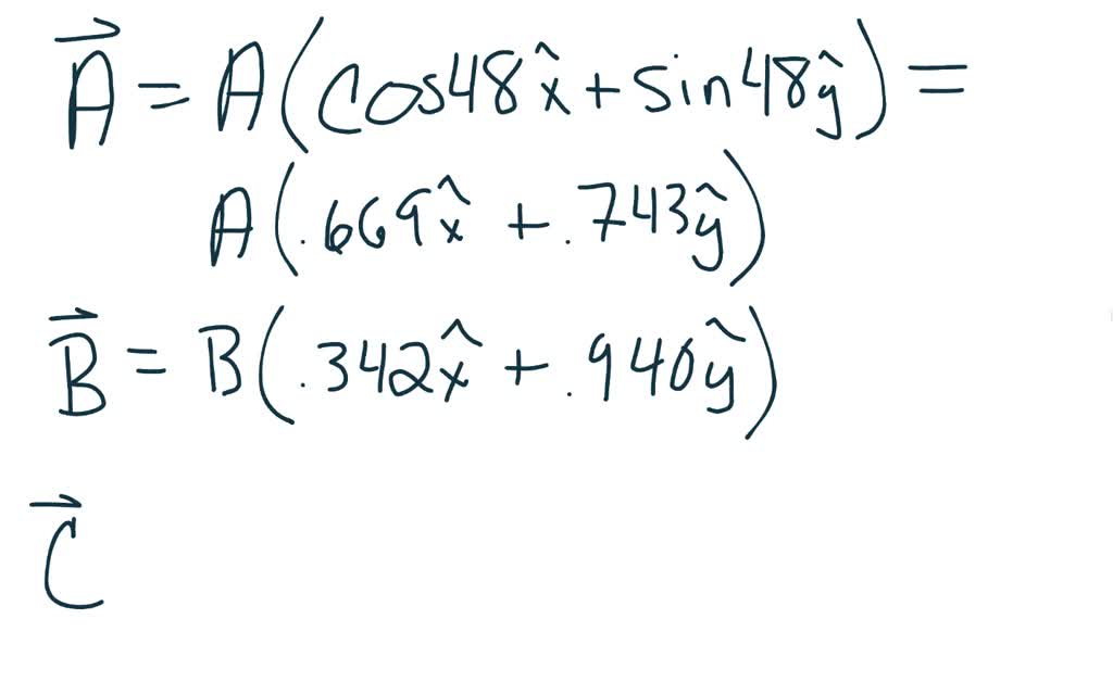 SOLVED: Two vectors, A and B, are added together to form the vector â‚¬ ...