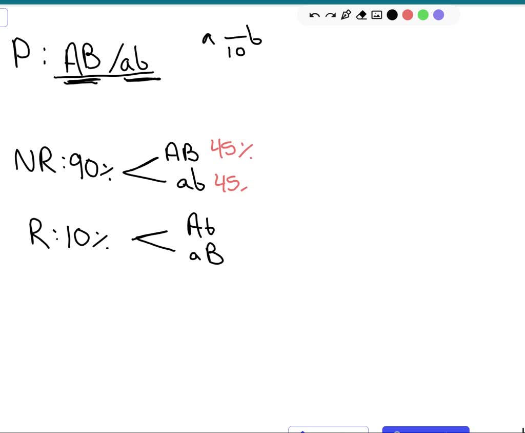 SOLVED: Question 1. Two linked genes, A and B, are separated by 10 cM ...