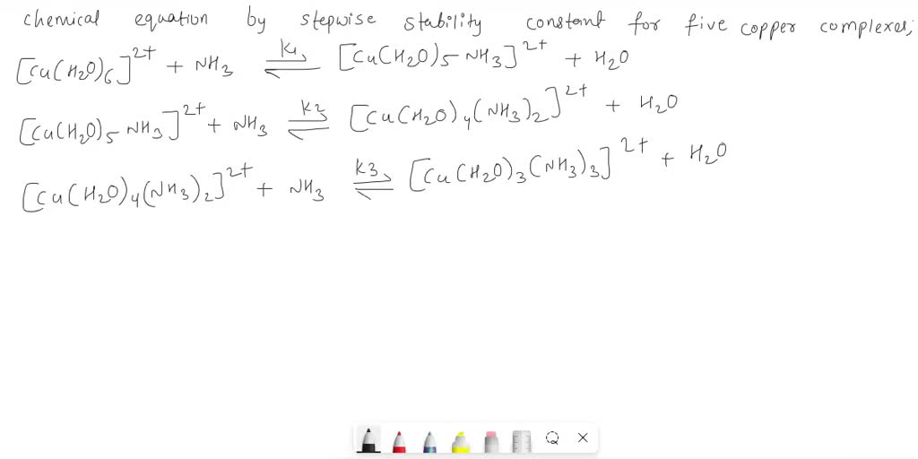 SOLVED: The stepwise stability constants in aqueous solution for the formation of copper ...