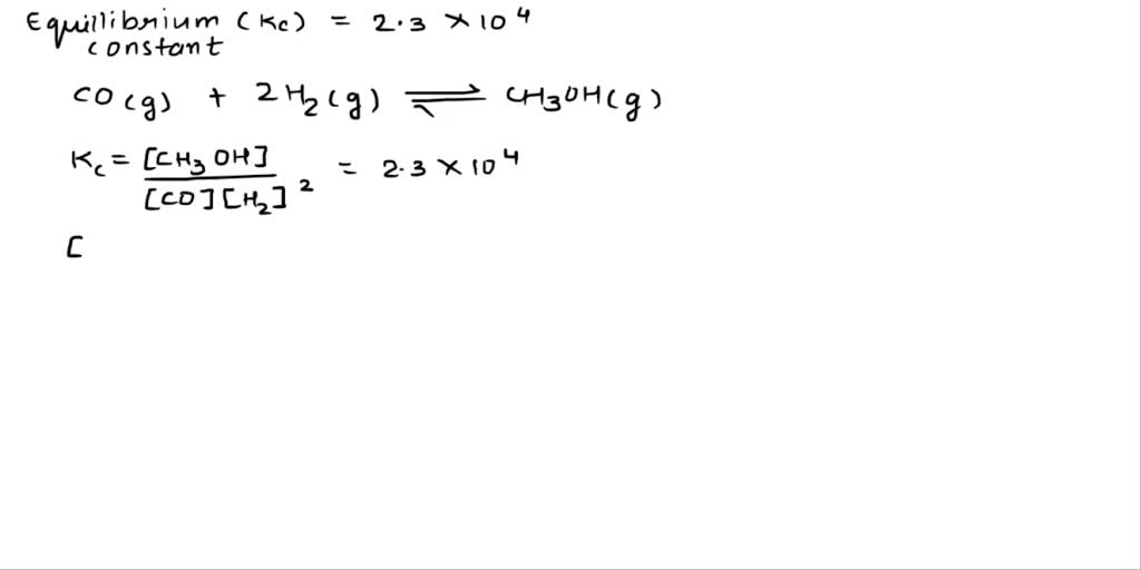 SOLVED: The synthesis of methanol from carbon monoxide and hydrogen gas ...