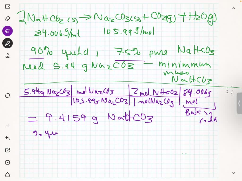 SOLVED: The original sample contained sodium bicarbonate (NaHCOz ...