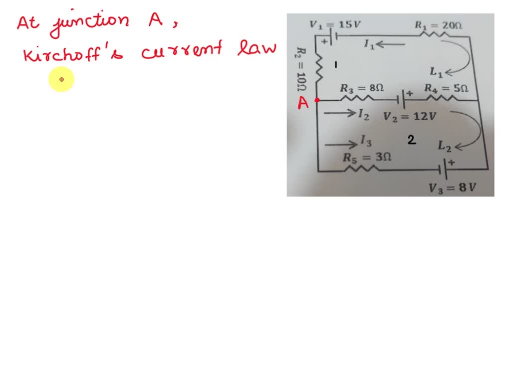 SOLVED: Find the three currents in the circuit (Figure 9) by using Kirchhoff’s rules, where and ...