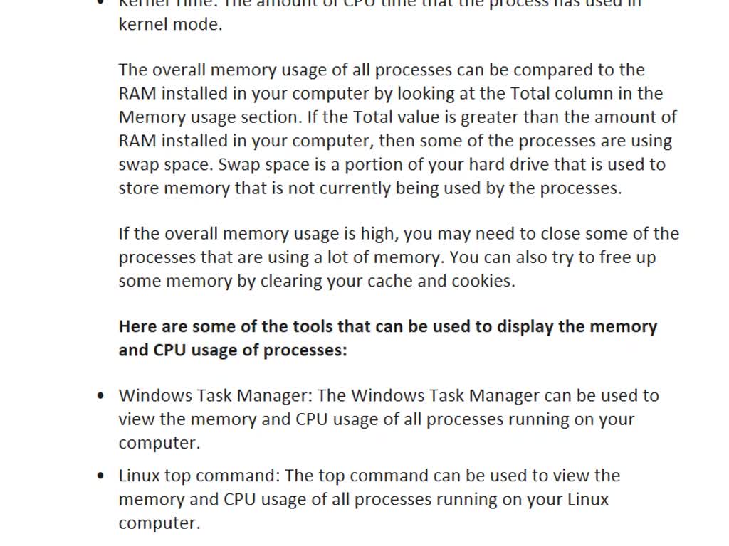 SOLVED: Briefly describe the columns displayed by the tool you use that ...