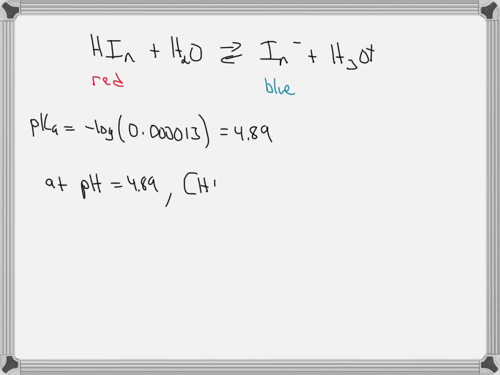 SOLVED: A certain indicator, HA; has a Ka value of 0.000016. The protonated form of the ...
