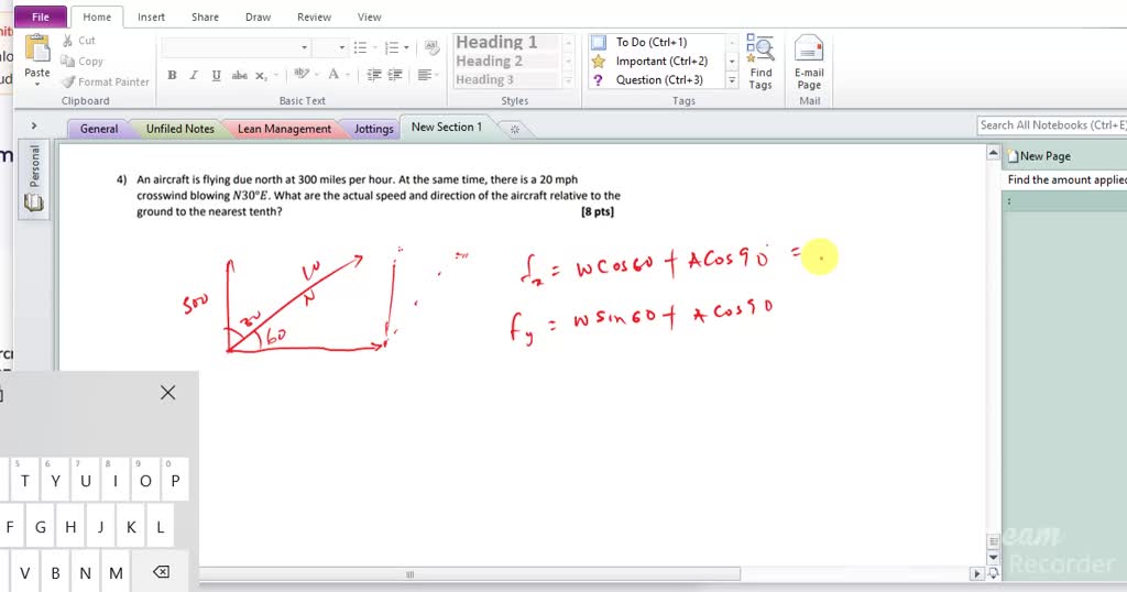 SOLVED: An aircraft is flying due north at 300 miles per hour. At the ...