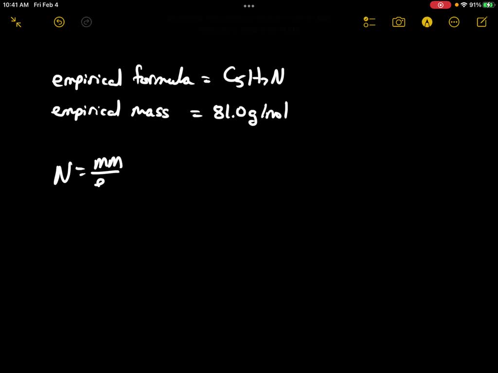 SOLVED: A compound has an empirical formula of C5H7N and a molecular ...