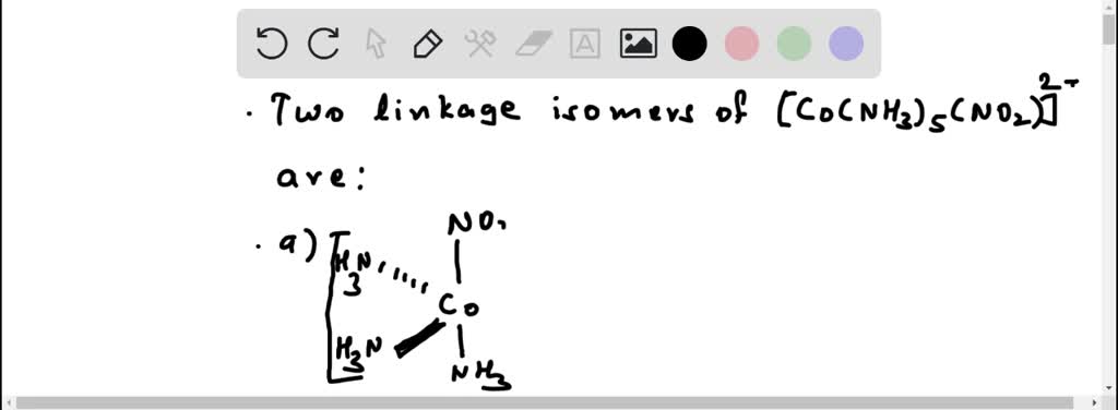 SOLVED: Draw all linkage isomers of [Cu(NH3)5(NO2)]+