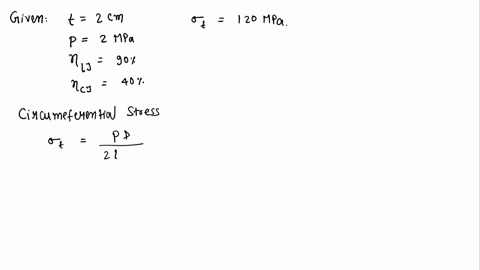 A boller is subjected to an internal pressure of 2 nmm the...