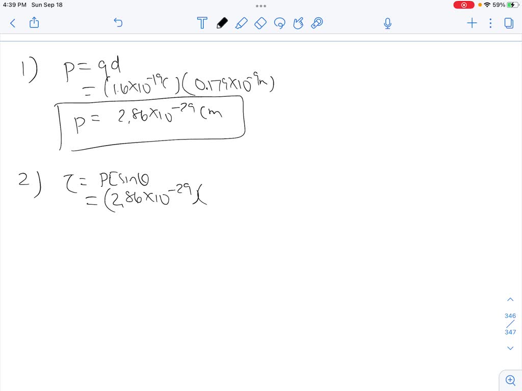 SOLVED: particular organic molecule forms an electric dipole by ...