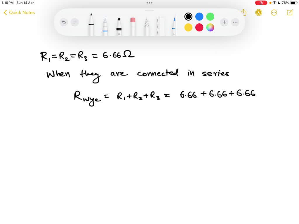 three 6.66 ohms resistor are connected in wye. what is the equivalent ...