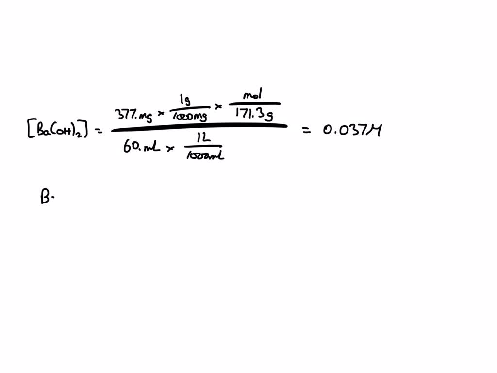 SOLVED: A chemist dissolves 377. mg of pure barium hydroxide in enough ...