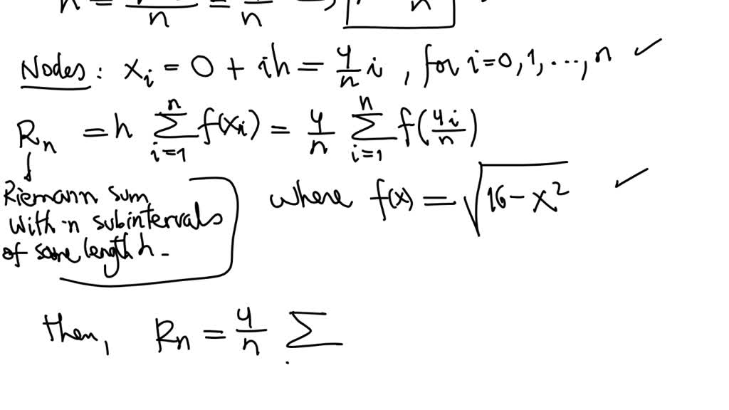 SOLVED: Texts: The following sum is a right Riemann sum with n subintervals of equal length for ...