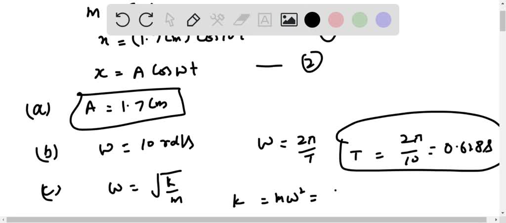 SOLVED: The position of a 49 g oscillating mass is given by x(t)=(2.5cm)cos13t, where t is in ...