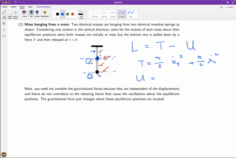 2 mass hanging from a mass two identical masses are hanging...