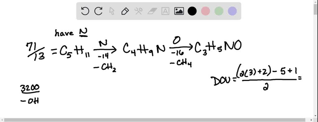 Provide a structure for the following compound: molecular mass 71; IR ...