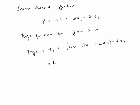Consider a stackelberg duopoly with the following inverse...