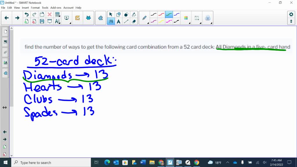 SOLVED: find the number of ways to get the following card combination ...
