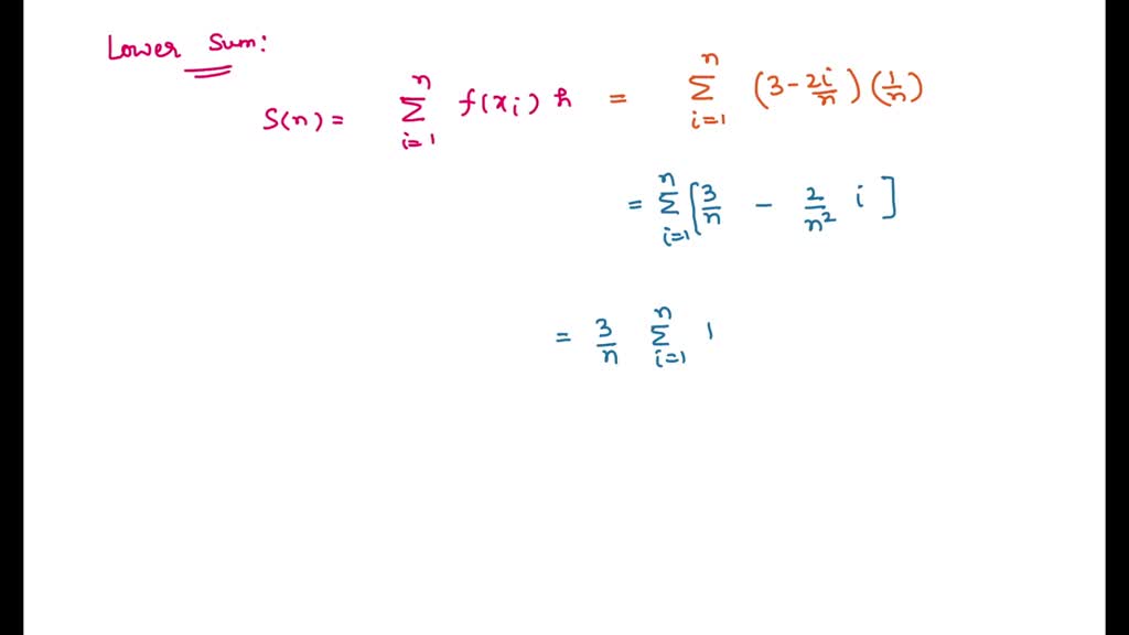 Find the upper and lower sums for the region bounded by the graph of ...