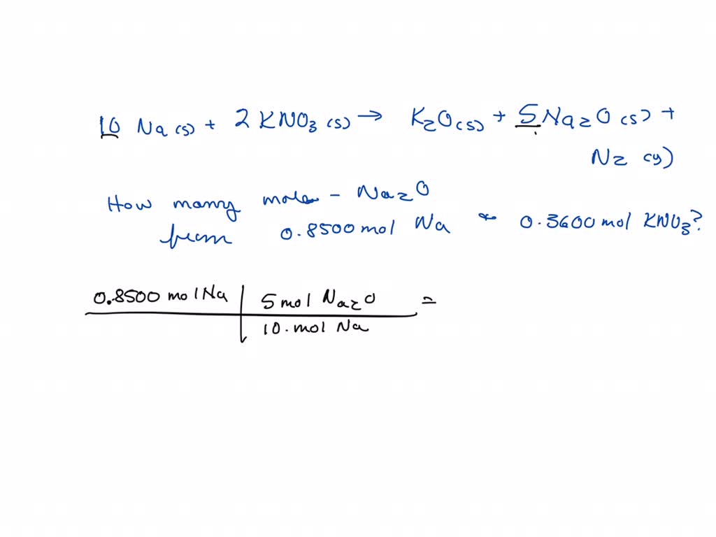 SOLVED: How many moles of Na2O (s) can be produced by the reaction of 0.8500 moles of Na (s) and ...