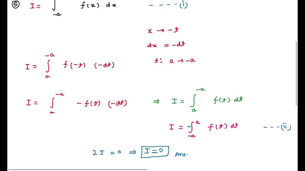 SOLVED: Question 5 2 pts If f(x) is a continuous odd function, then the ...