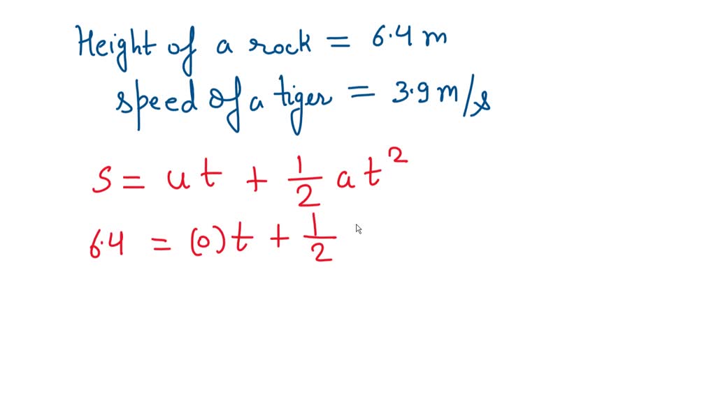 SOLVED: A tiger leaps horizontally from a 6.4 m high rock with a speed ...