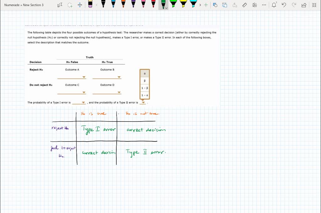 SOLVED: Possible outcomes ot hypothesis test Aa 5 The following table ...