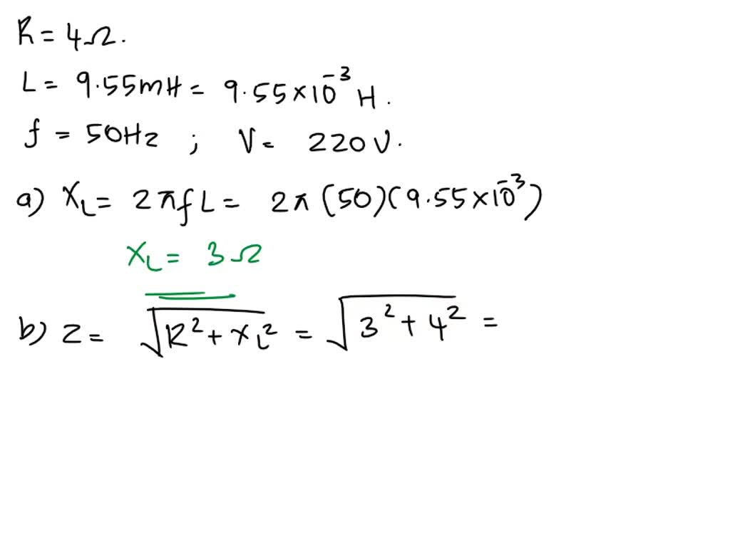SOLVED: Q2) A coil has a resistance of 4 ohms and an inductance of 9.55 mH connected in parallel ...