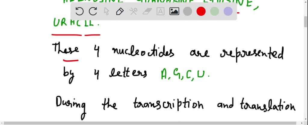 SOLVED: The RNA "alphabet" used in the genetic code has letters.