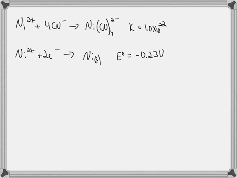 Calculate the standard potential e0 for the process nicn42...