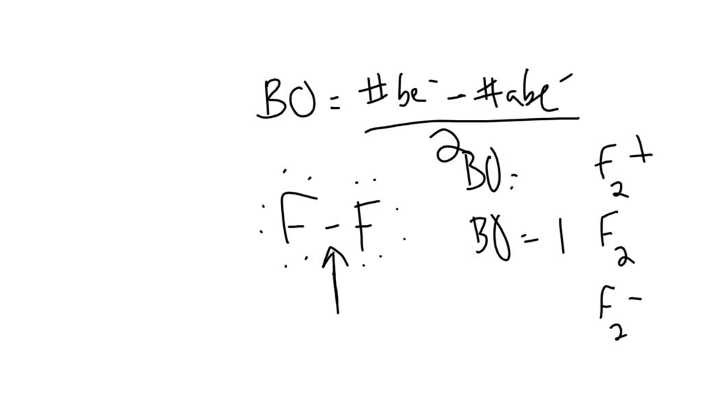 SOLVED: determine the bond order, and unpaired electros for: f2+ f2 f2- then predict relative ...