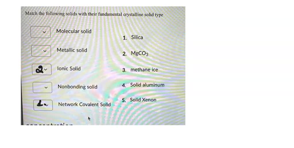 SOLVED: Match the following solids with their fundamental crystalline ...