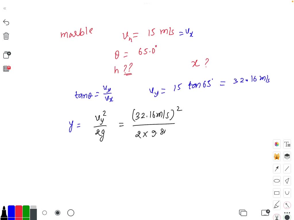 SOLVED: A marble is thrown horizontally with a speed of 15.0 m/s from ...