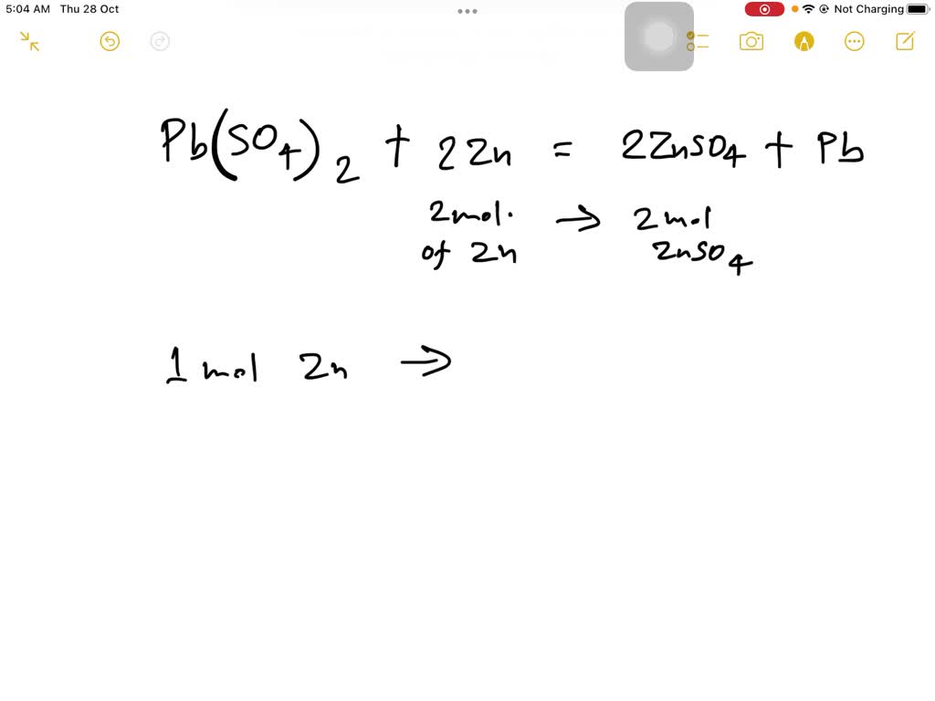 SOLVED: Consider the reaction. Pb(SO4)2+2Zn?2ZnSO4+Pb If 0.528 mol of ...