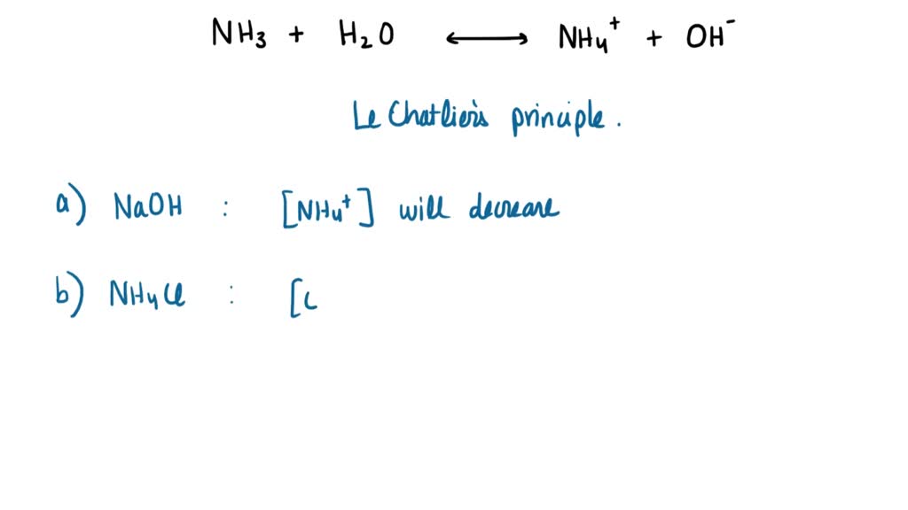 SOLVED: Ammonium Chloride (NH4Cl) is added to an aqueous solution of Ammonia containing ...
