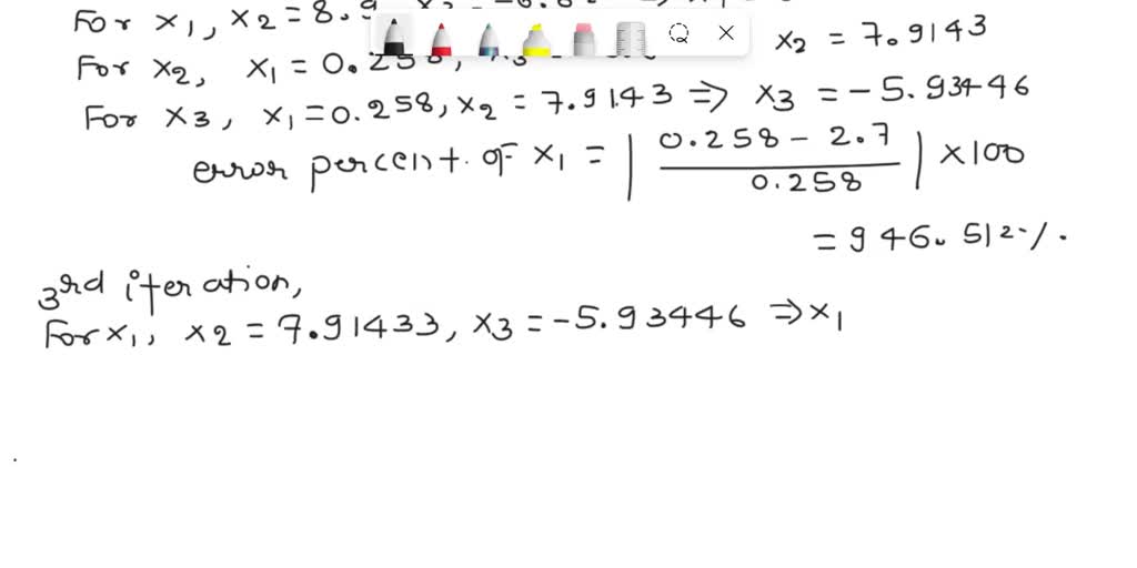 Use two iterations of the Gauss-Seidel method to solve the following system with an initial ...