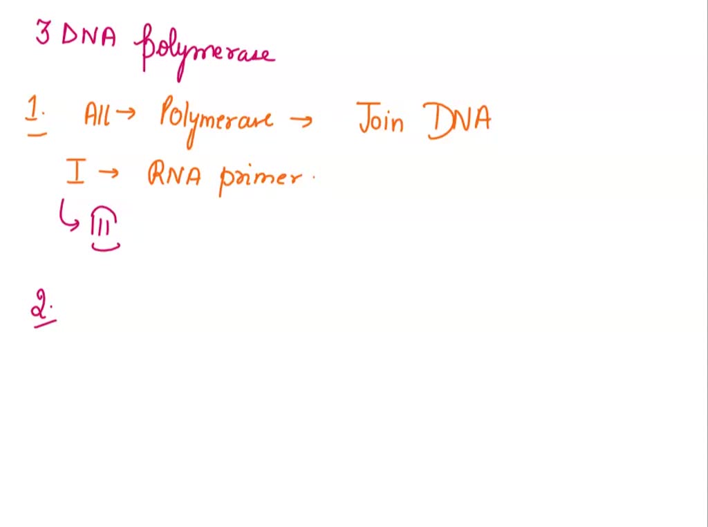 SOLVED: Prokaryotic cells have 3 DNA polymerases: DNA Pol I, II, and ...