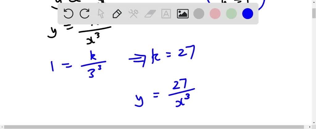 SOLVED: y varies inversely with the cube of x, when x=3, then y=1 find y when x=36