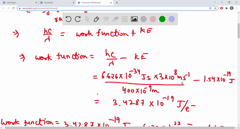 1 the work function of cesium metal is 342 1019 j calculate...