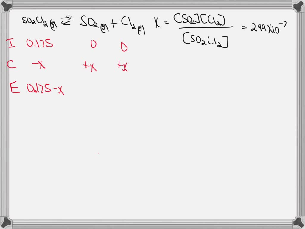 SOLVED: Consider the following reaction: SO2Cl2(g) â‡Œ SO2(g) + Cl2(g ...