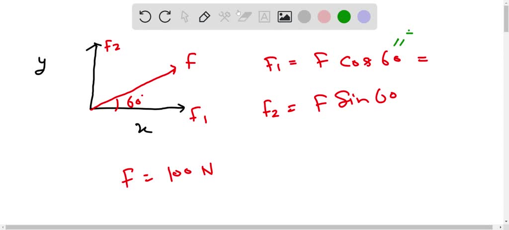 SOLVED: find the two rectangular components of a force of 100 N which is acting at an angle of ...