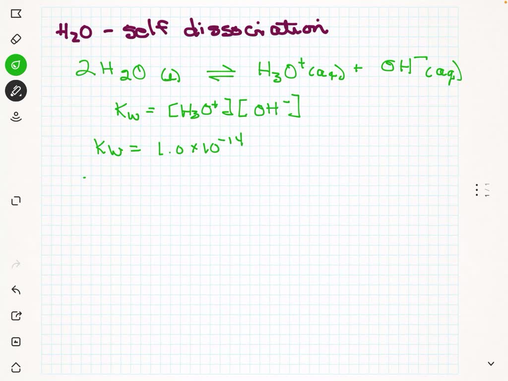SOLVED: Write a chemical equation that illustrates the self ...