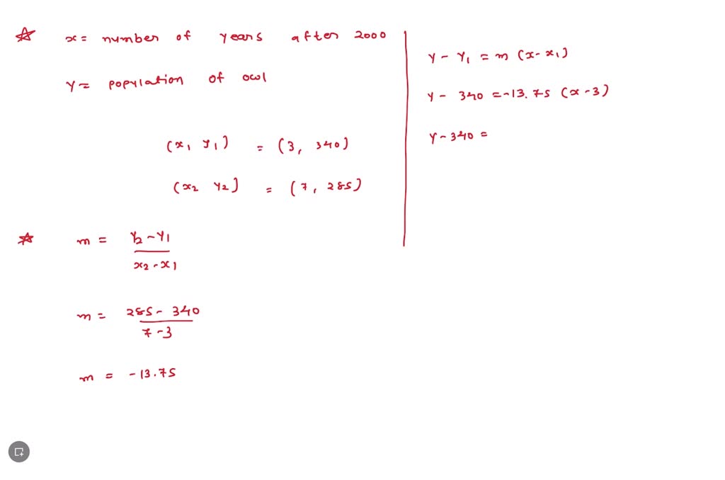 SOLVED: In 2003 , the owl population in a park was measured to be 340 ...