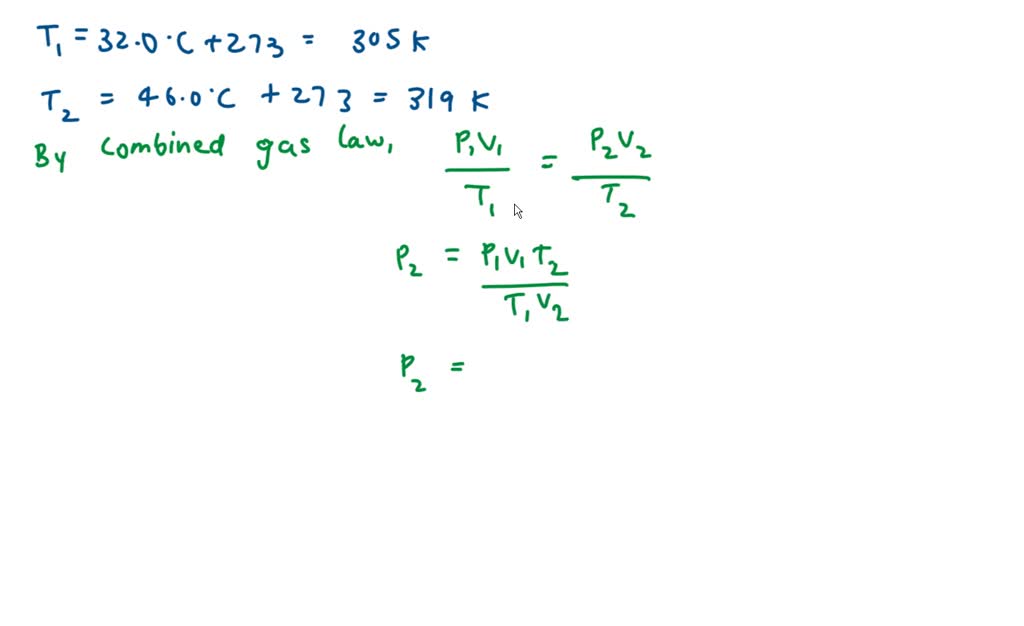 A sample of gas occupies a volume of 145 mL at 560 torr and 20Â°C. Calculate the new pressure if ...