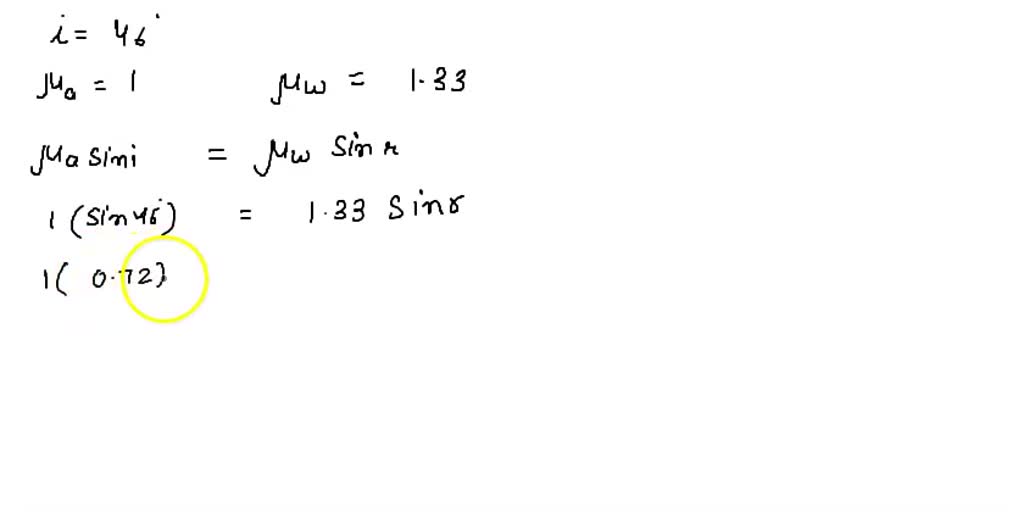 SOLVED: A ray of light incident in water strikes the surface separating water from air making an ...