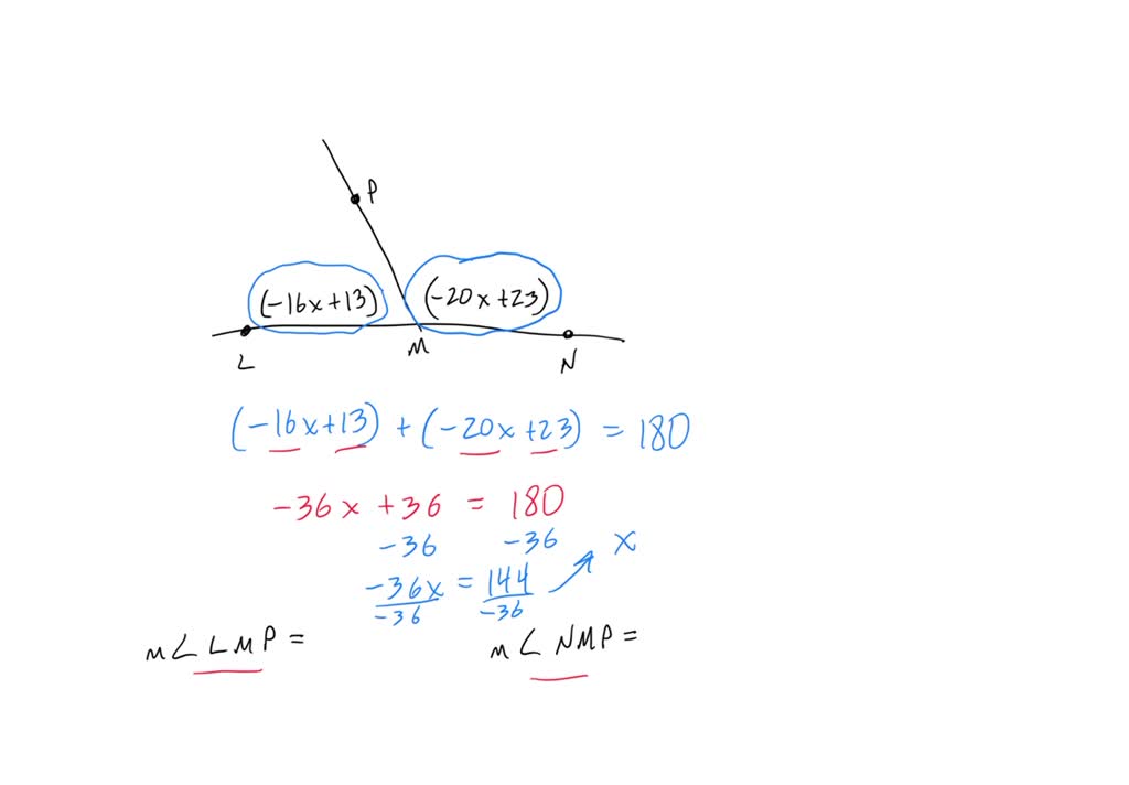 SOLVED: âˆ LMN is a straight angle. Find mâˆ LMP and mâˆ NMP. Geometry ...